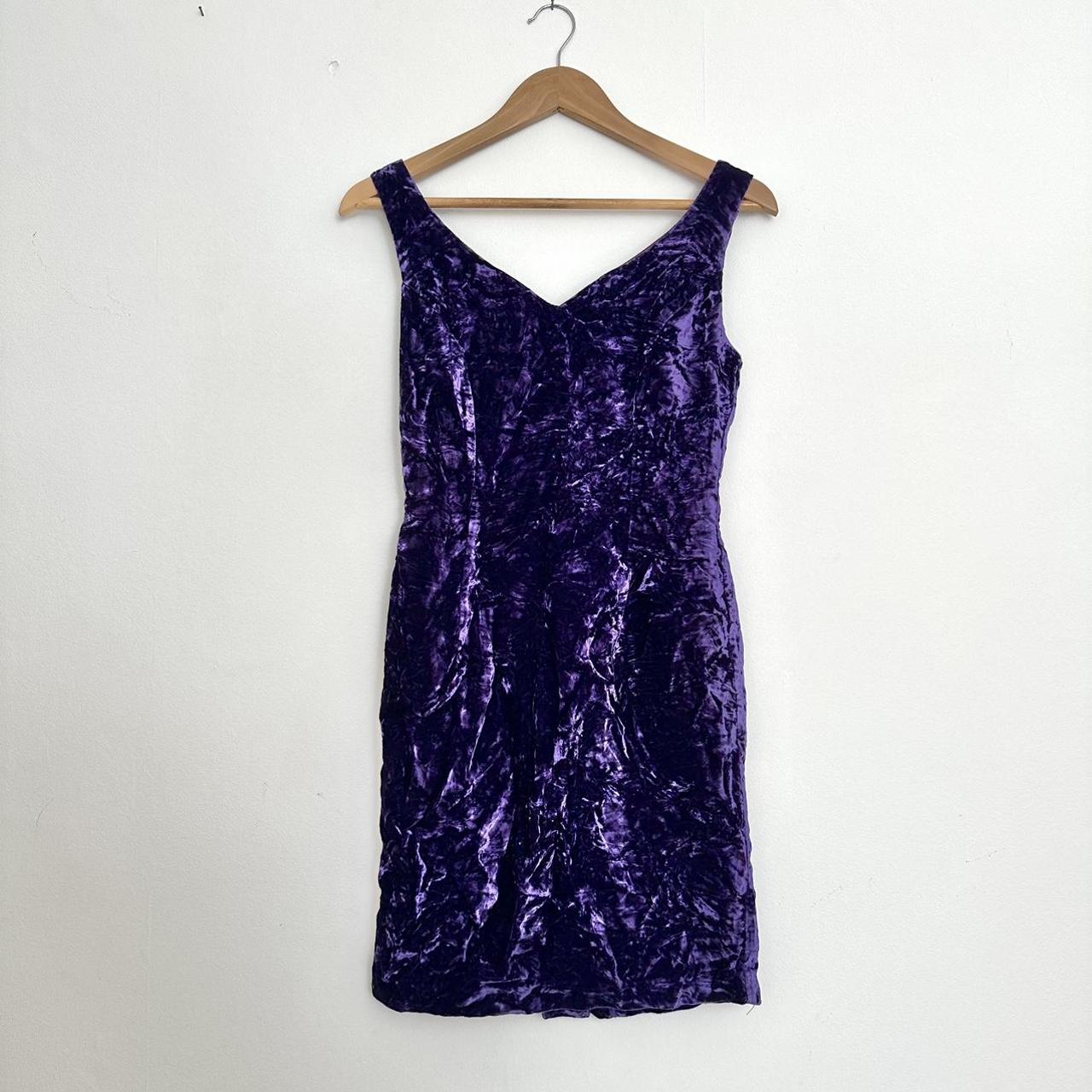 Vintage Principles purple crushed velvet mini dress... - Depop