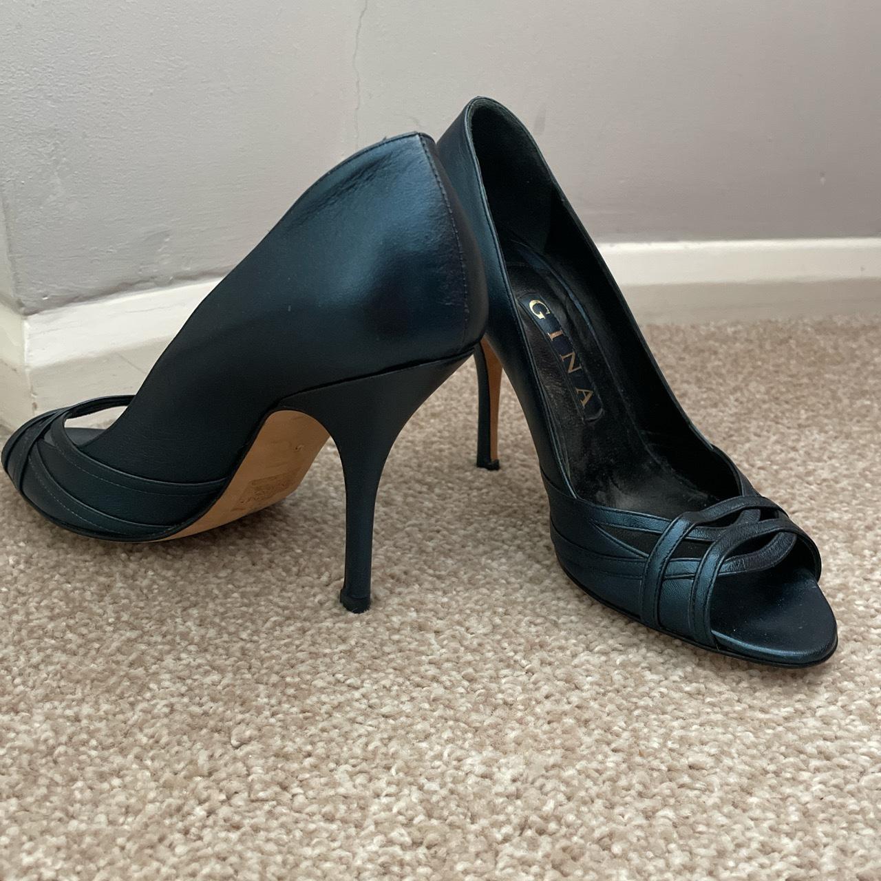Gina Metallic Blue Heels GINA High Heel Open Toe... - Depop