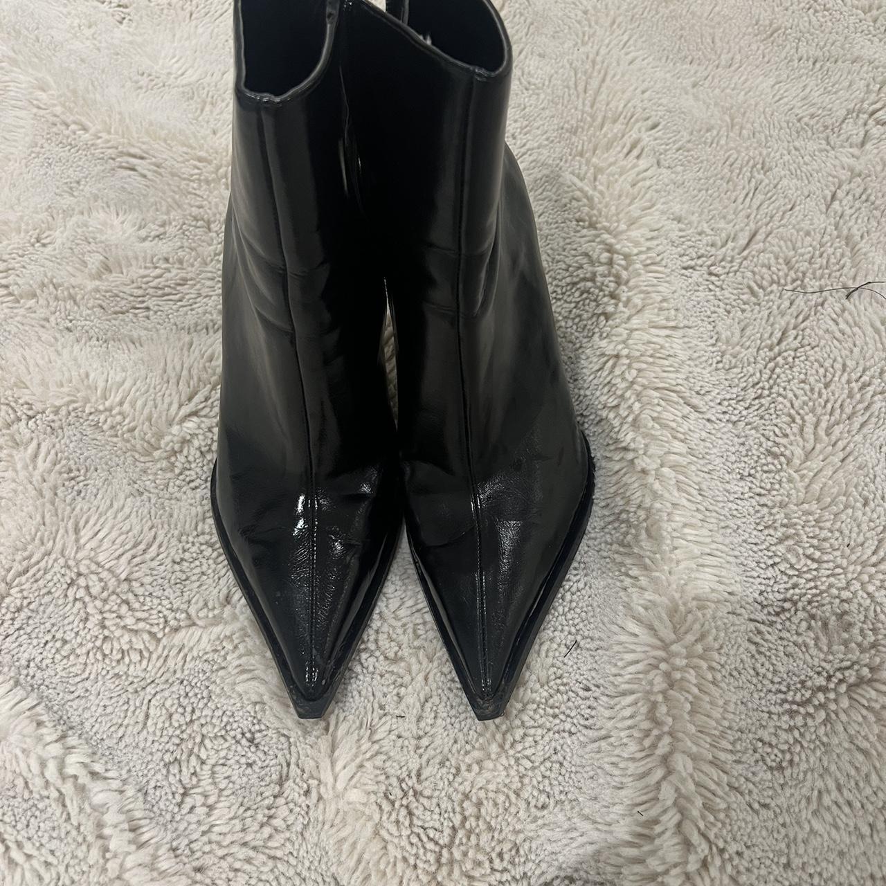 Black boots with pointed toe. Sit on the lower calf. - Depop