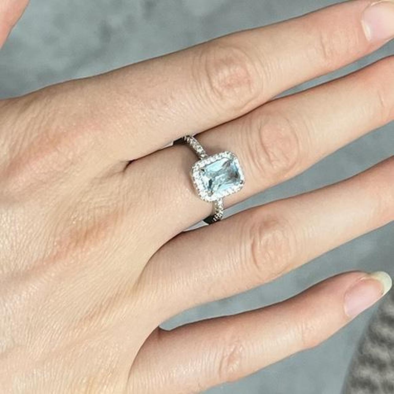 Blue gemstone sterling silver ring size 7 - Depop