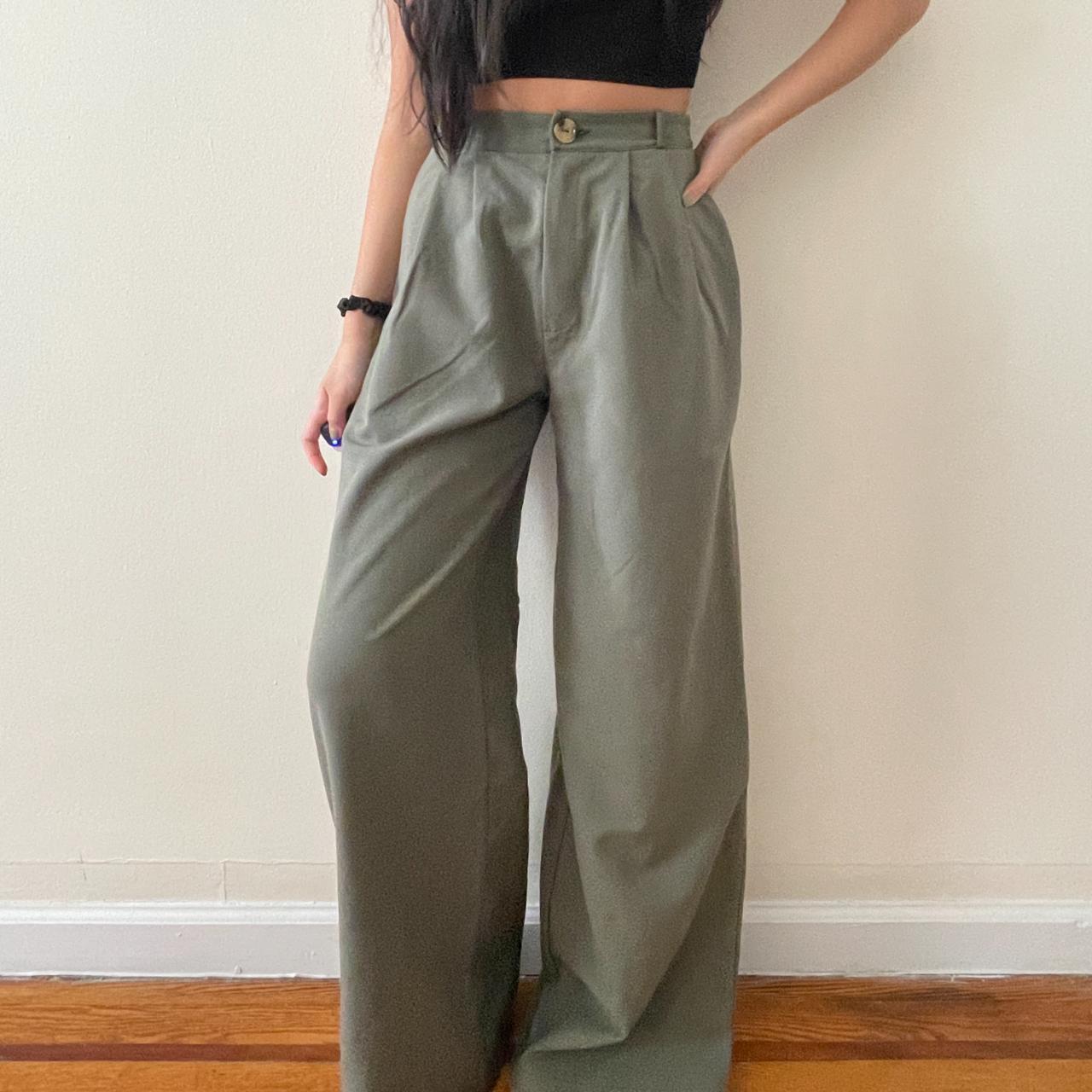 Missguided Women's Khaki Trousers | Depop