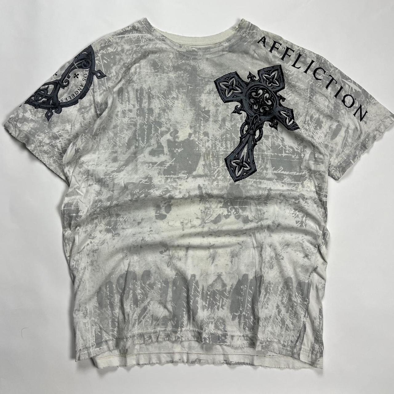 Affliction Men's White T-shirt | Depop
