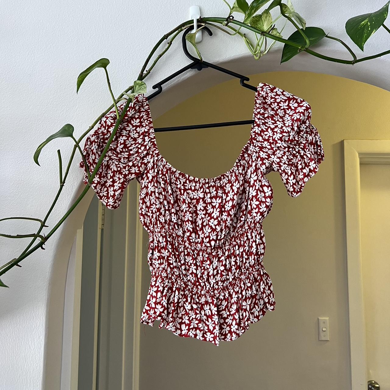 Reformation Floral/Red top - Size 8 - Depop