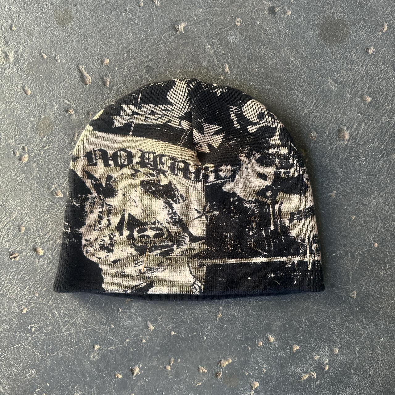 No Fear black and beige beanie #accessories #emo... - Depop