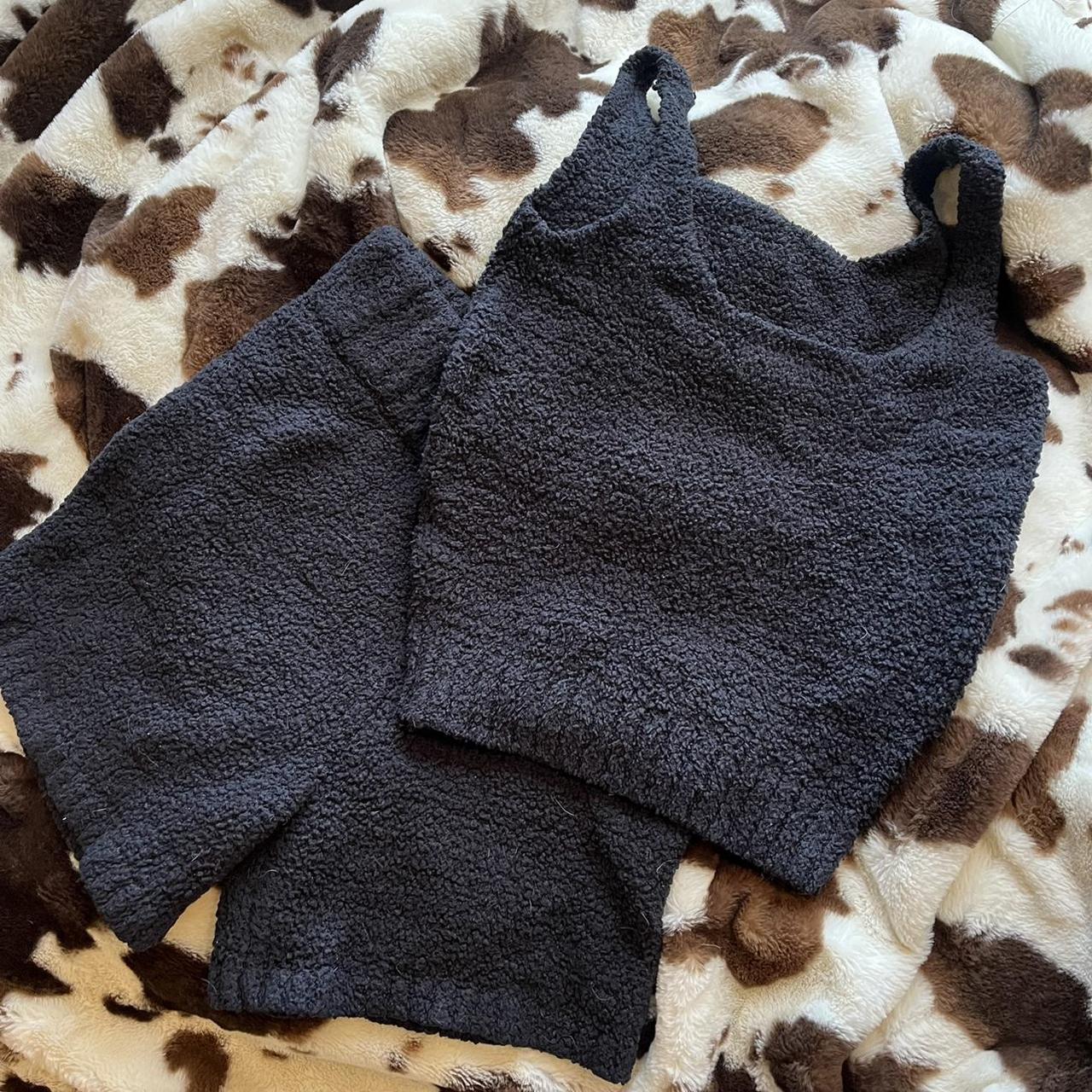 skims fuzzy/sherpa two piece shorts and tank top set - Depop