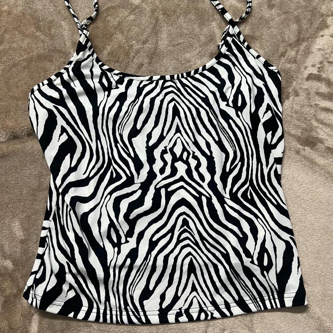 Black and white zebra print tank top #y2kfashion... | Depop