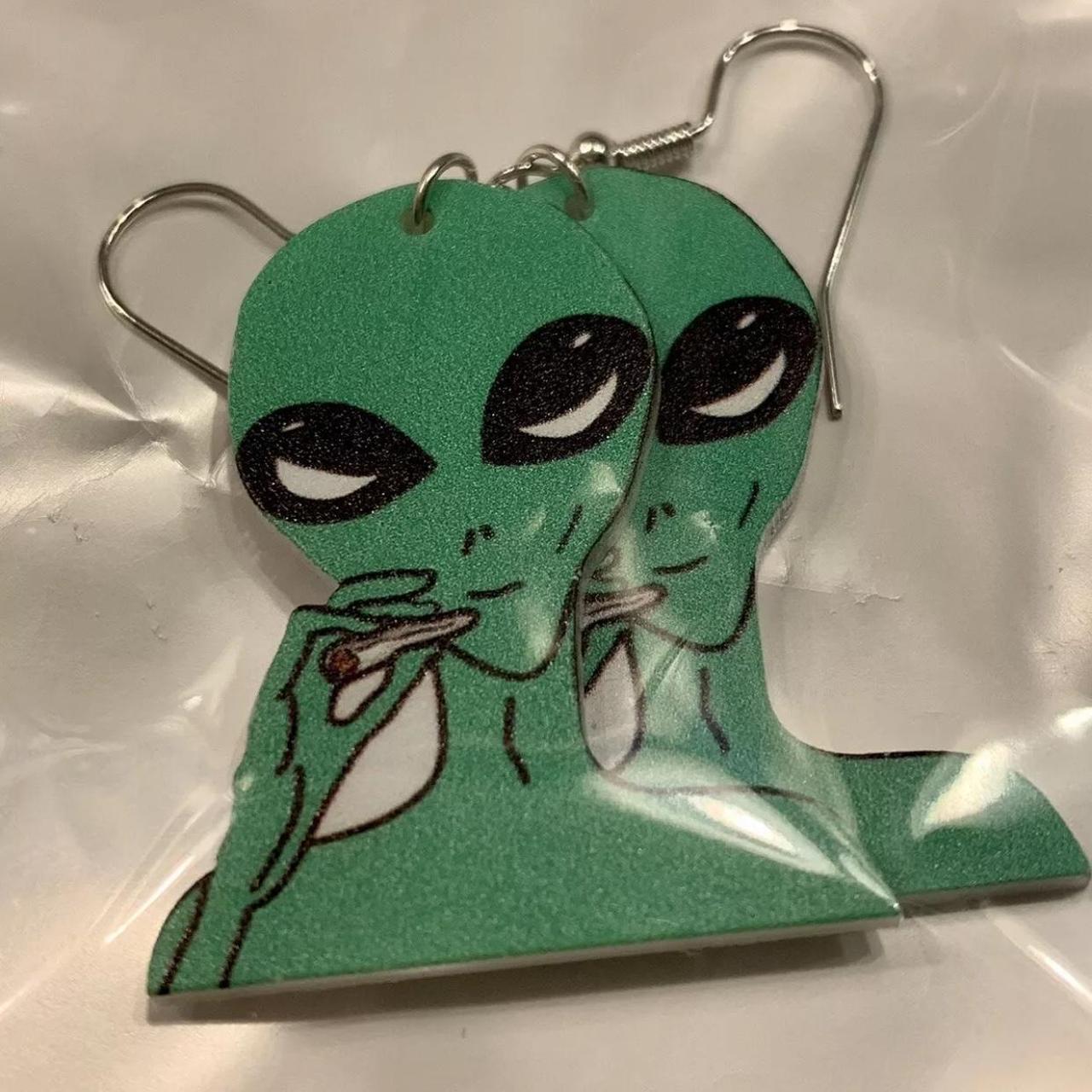 Green alien earrings #alienvibes #420 #hippie #cool... | Depop
