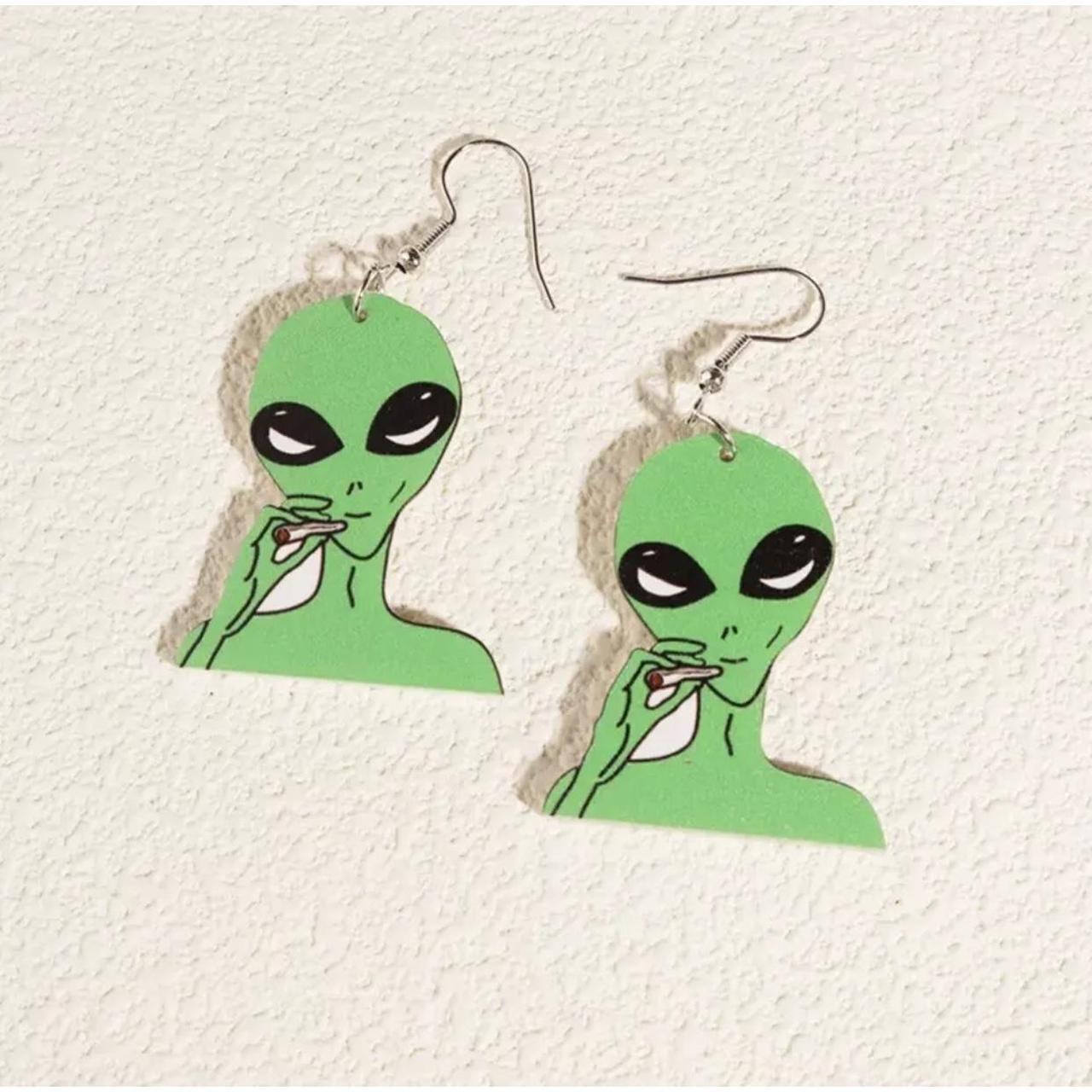 Green alien earrings #alienvibes #420 #hippie #cool... | Depop