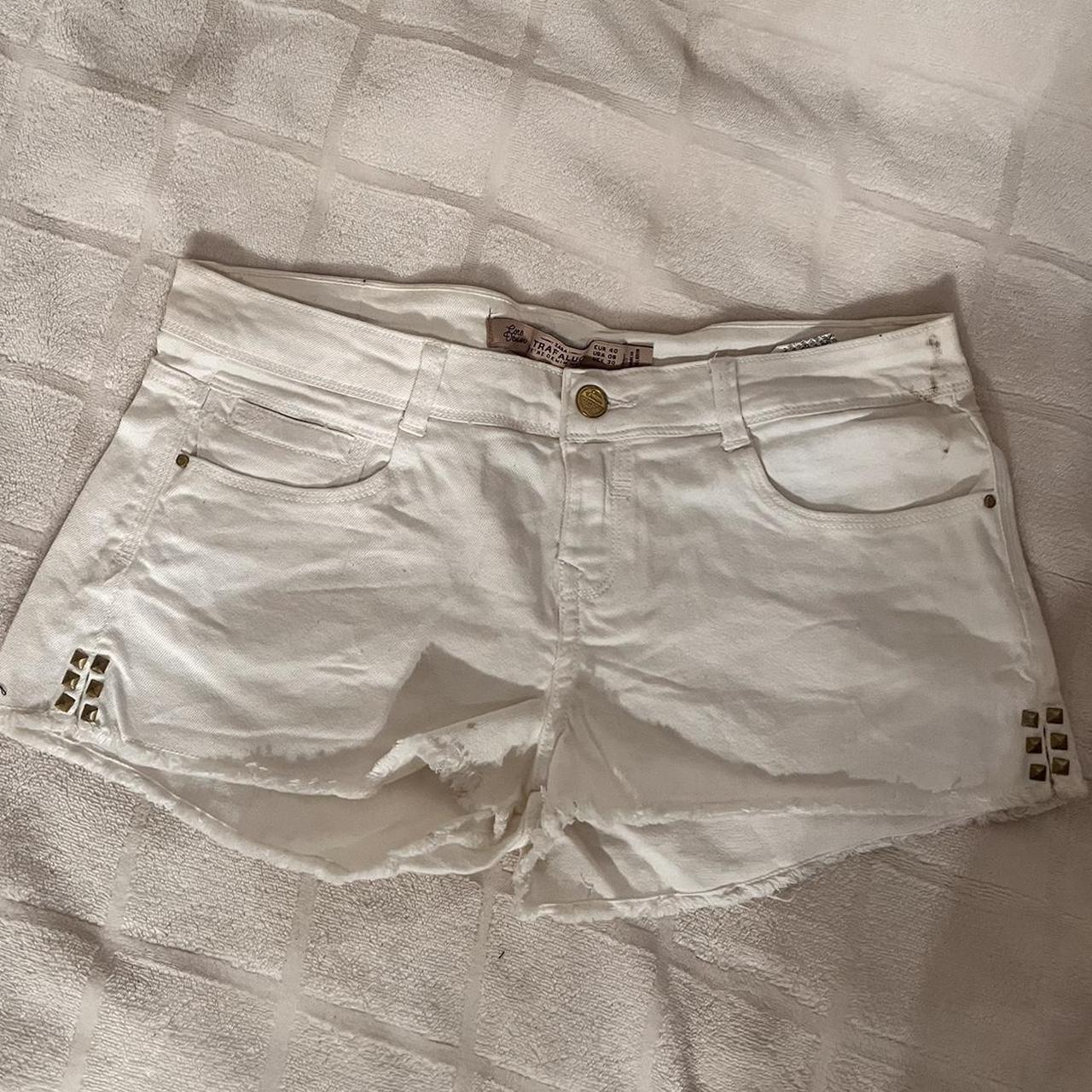 White denim low rise shorts - Depop
