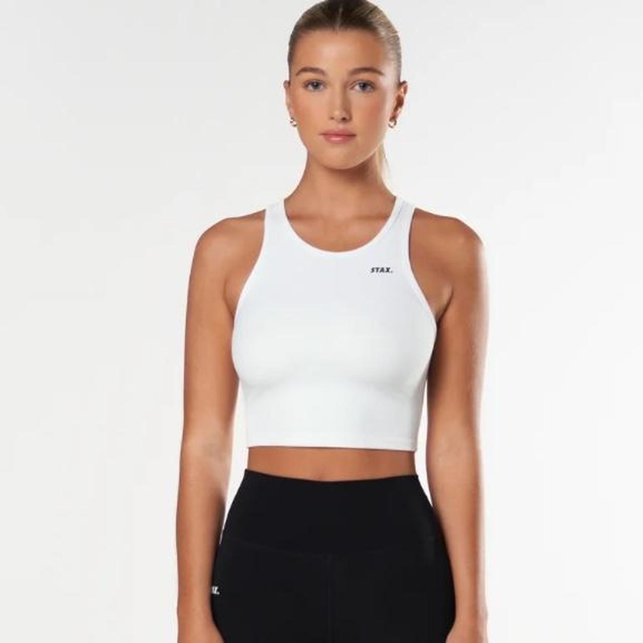 Stax cropped tank white - active wear - Depop