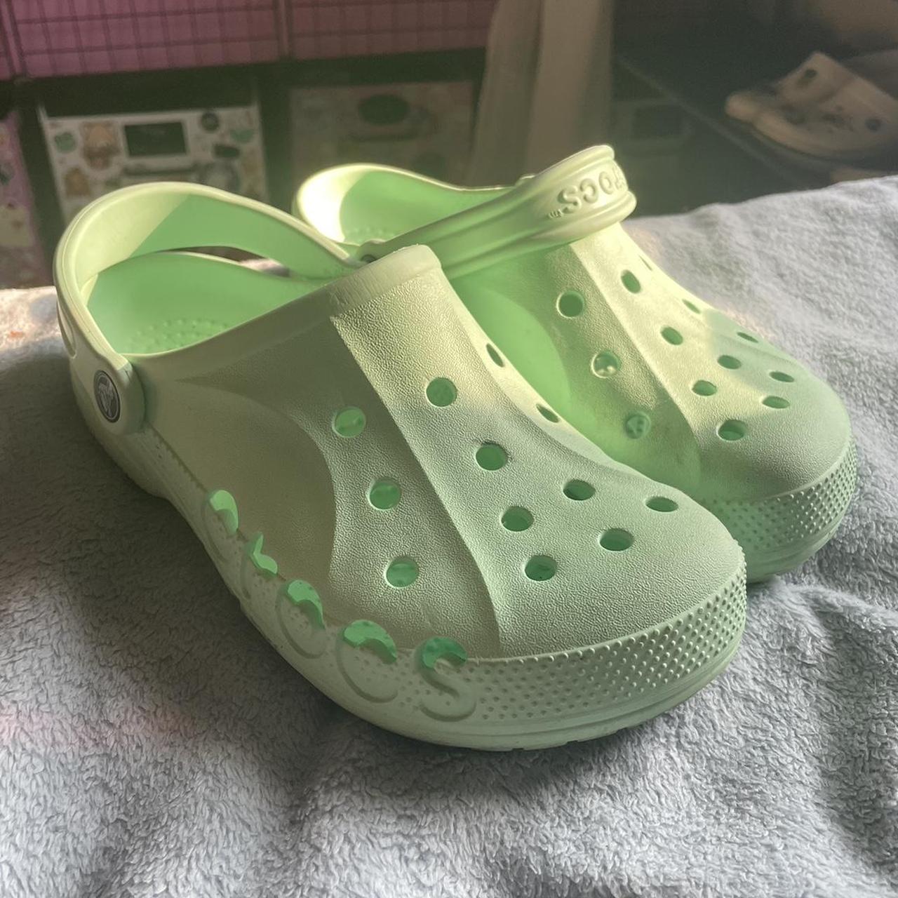 Mint Green Crocs crocs cut out on the side, these... - Depop