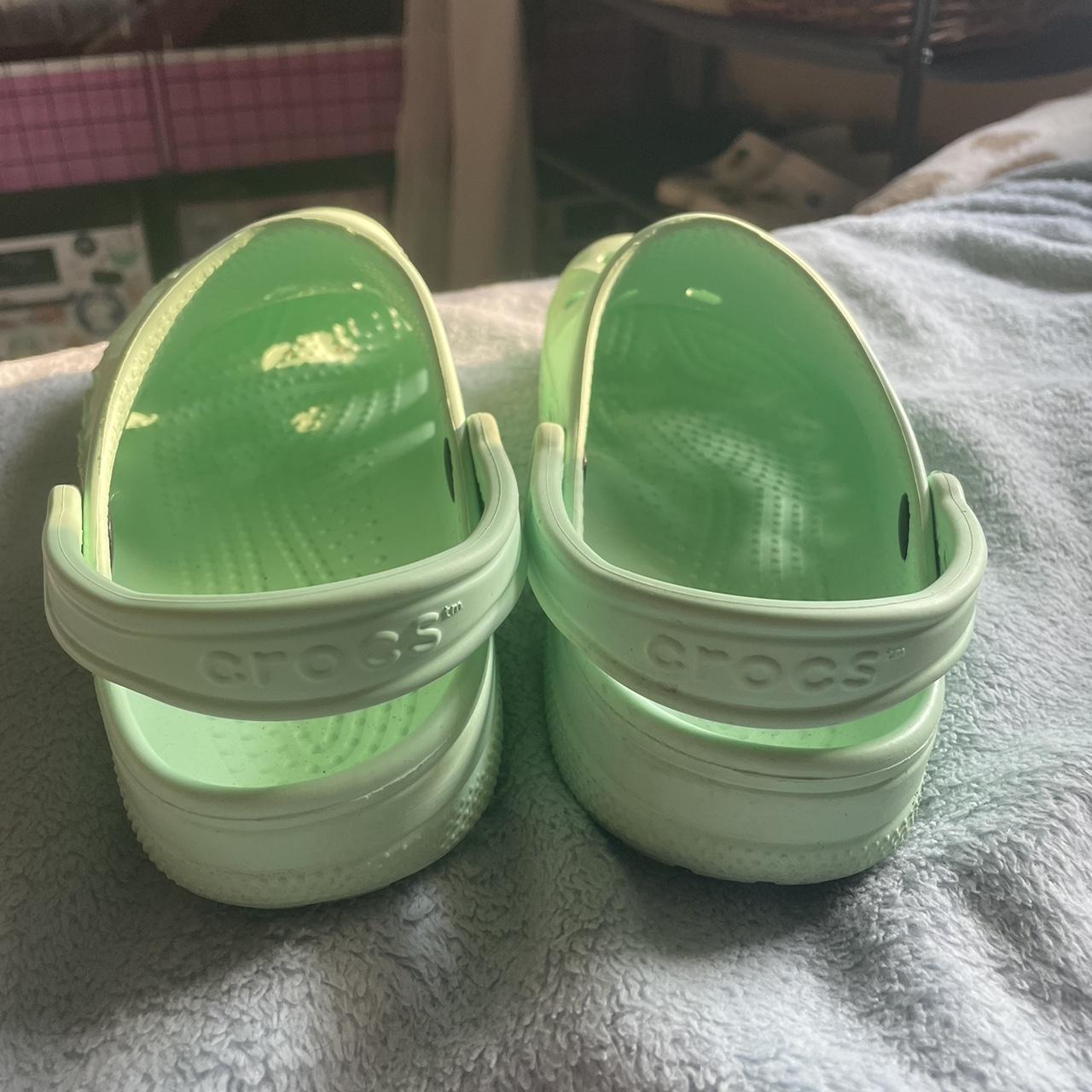 Mint Green Crocs crocs cut out on the side, these... - Depop