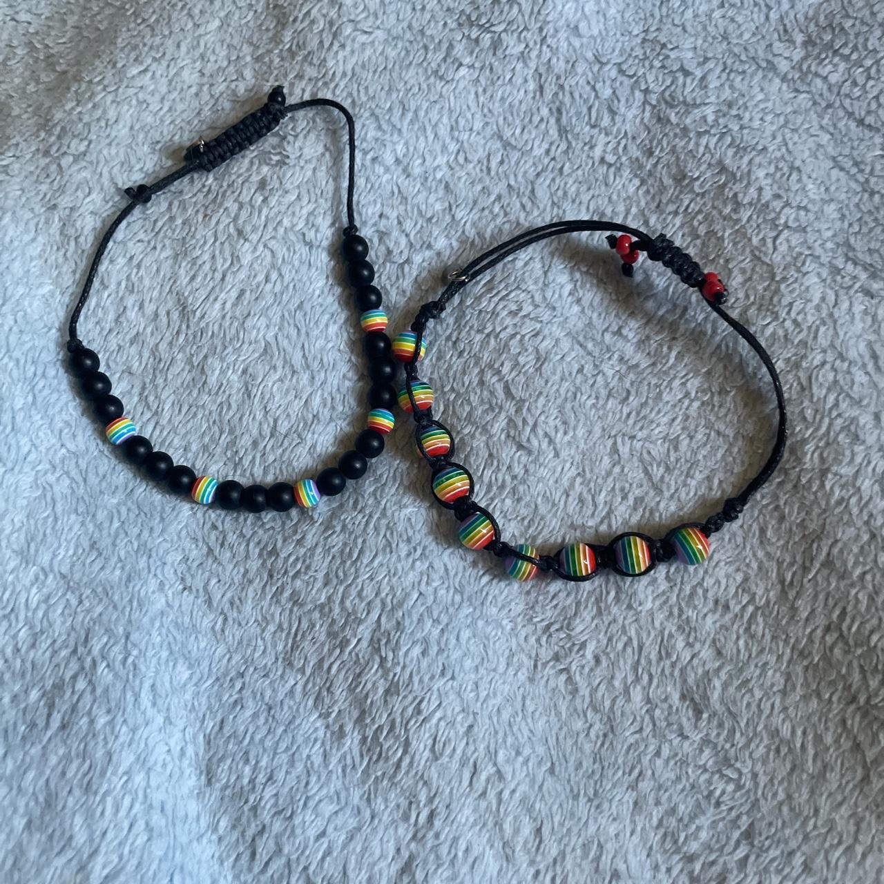 Rainbow string pull bracelets! selling... - Depop