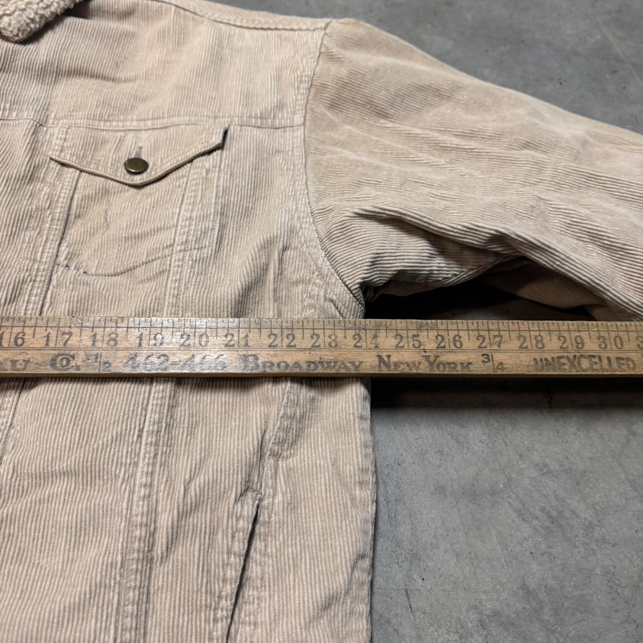Tan and cream corduroy jacket with Sherpa lining... - Depop