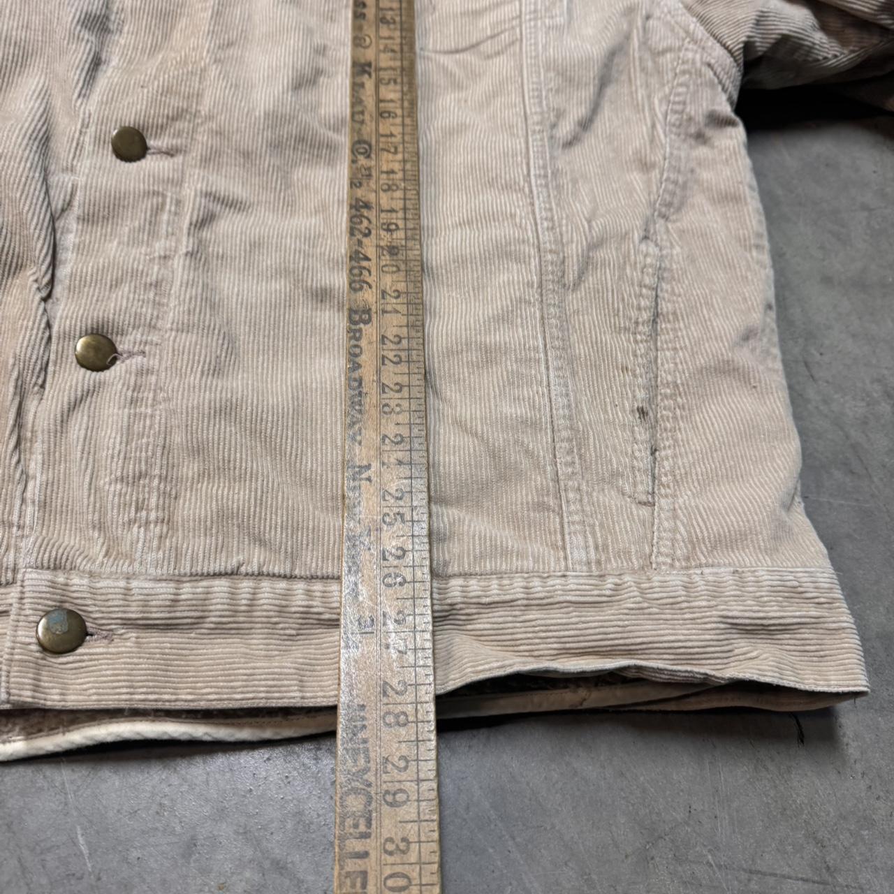 Tan and cream corduroy jacket with Sherpa lining... - Depop