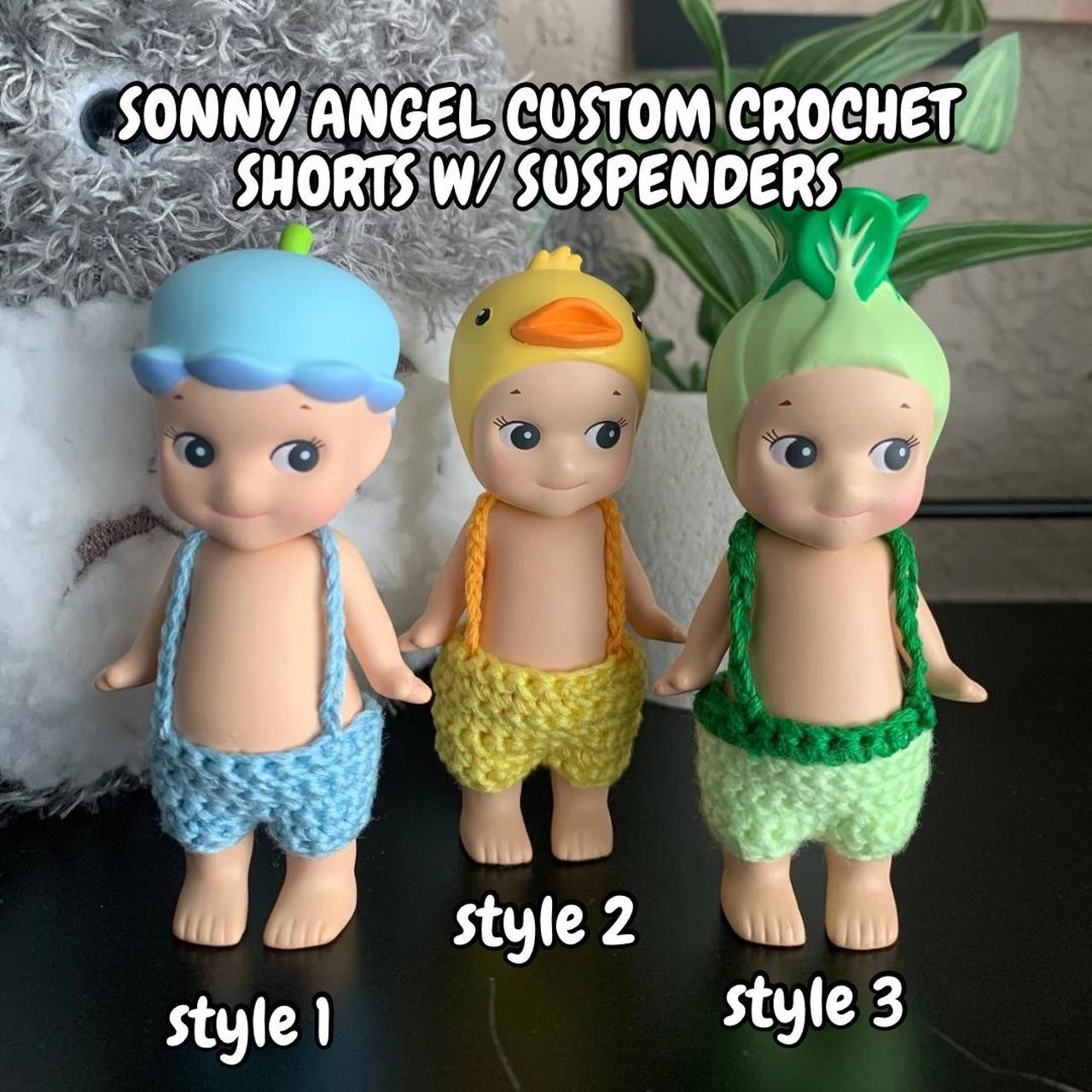 sonny angel custom crochet shorts with... - Depop