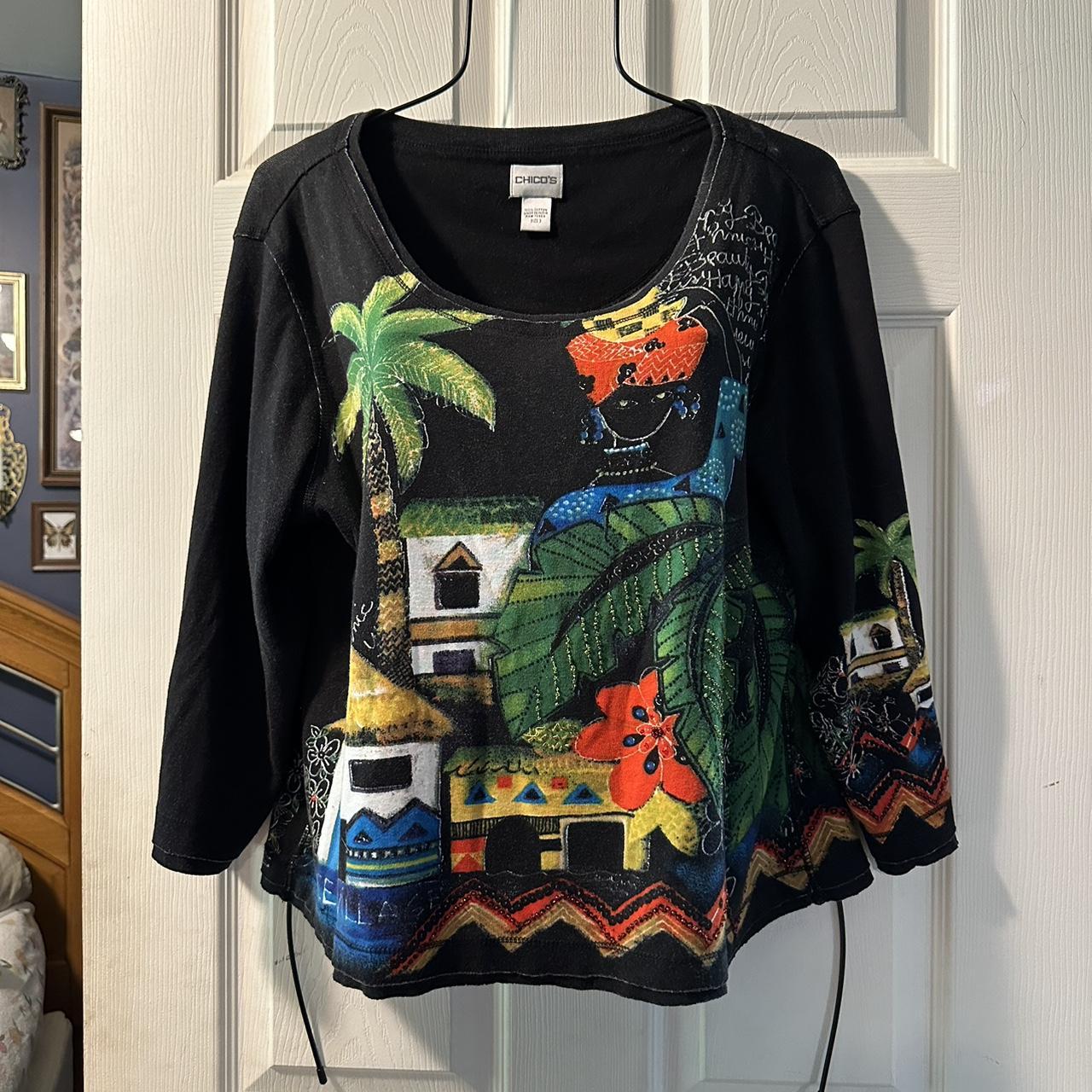 Chicos brand, size 3. Three-quartered sleeve black... - Depop