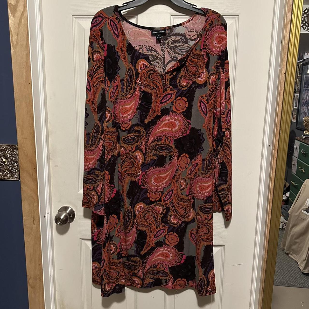 Fashion Bug multi-coloured paisley print dress... - Depop