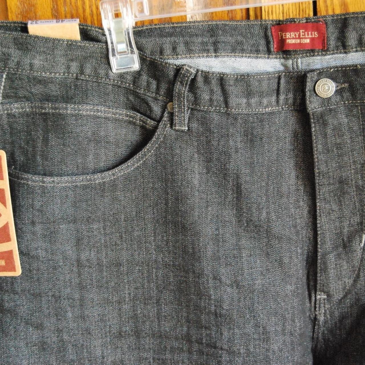 Perry Ellis Jeans 48W 30L Black Indigo Straight Fit... - Depop