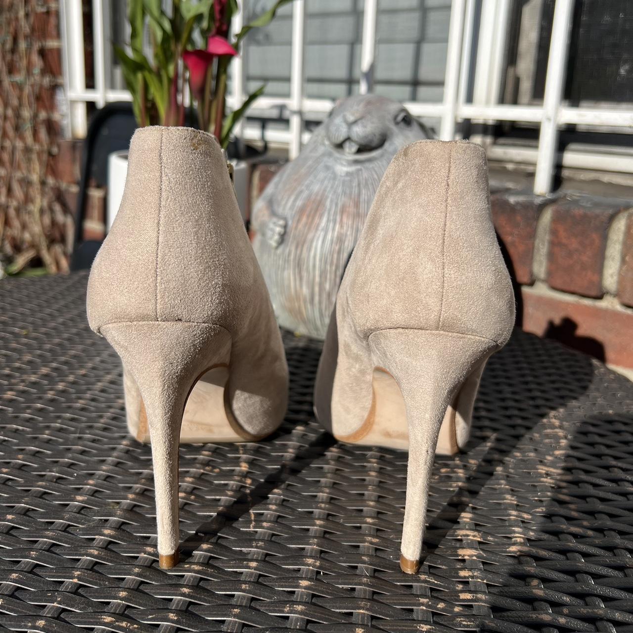 Zara Basic faux suede beige heels. Size 40 and worn,... - Depop