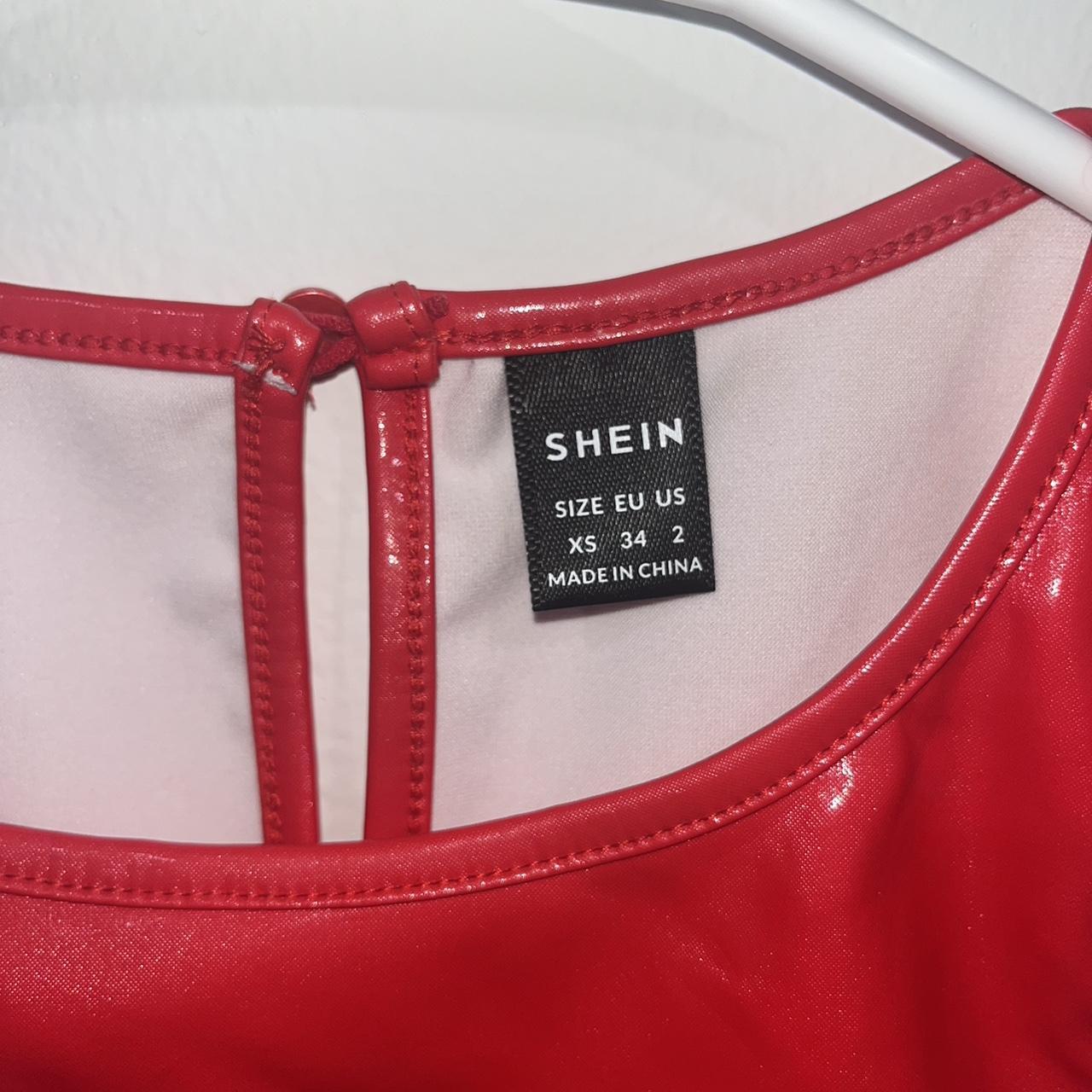 Shein Red Faux Leather Top (Shein Bae Cutout Front... - Depop