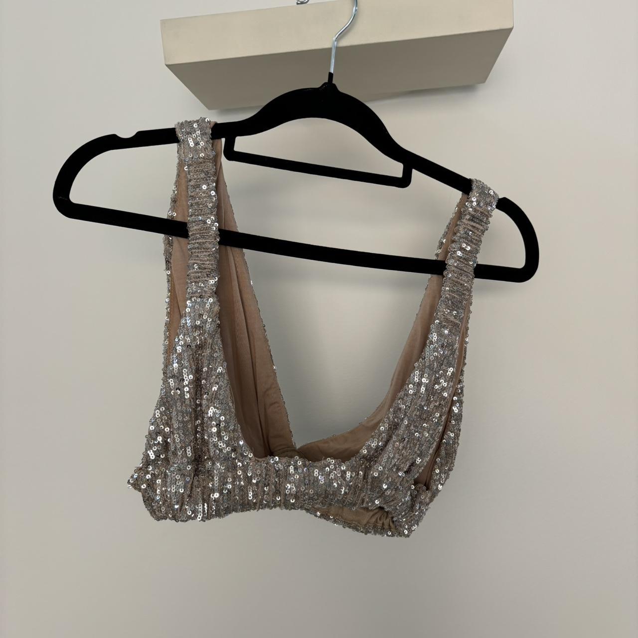 Winona silver sequin bralette, worn twice in perfect... - Depop