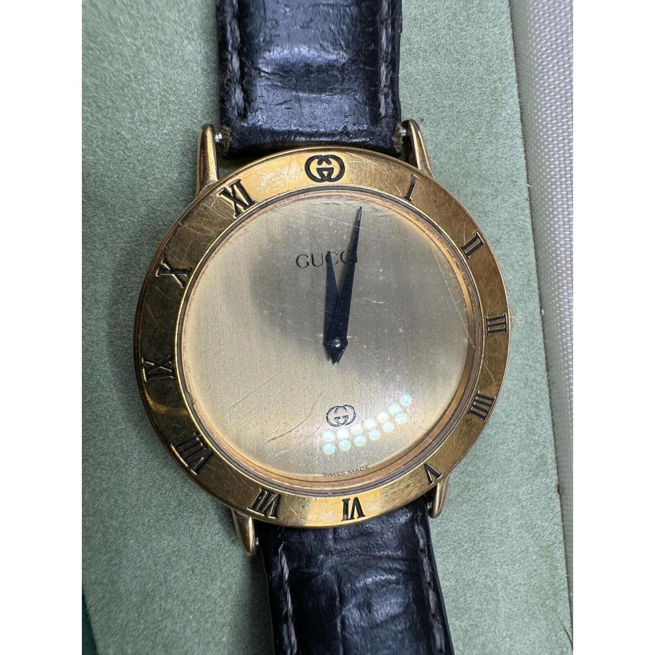 Vintage Gucci 3000M Gold Dial Quartz Men's Watch... | Depop