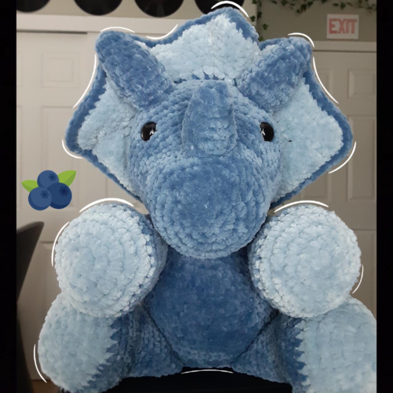 Crochet Triceratops Plush Size - 17.5 inches... - Depop