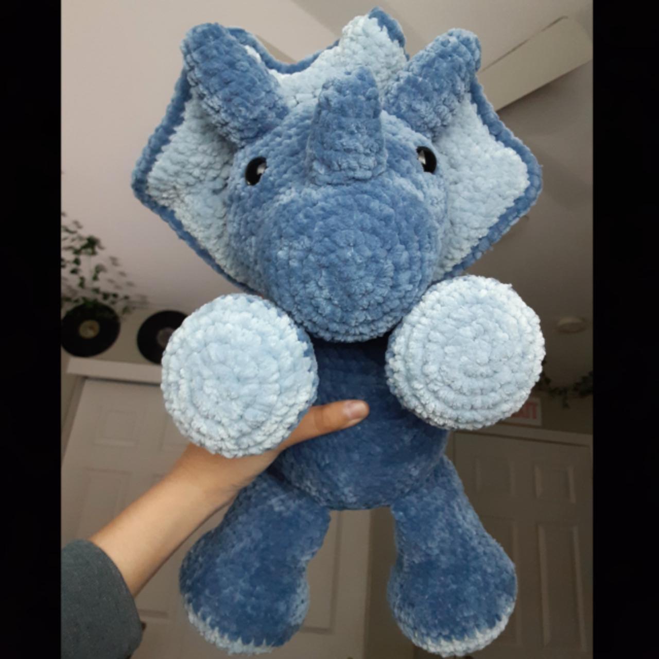 Crochet Triceratops Plush Size - 17.5 inches... - Depop