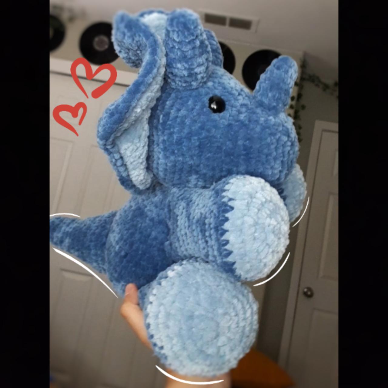 Crochet Triceratops Plush Size - 17.5 inches... - Depop
