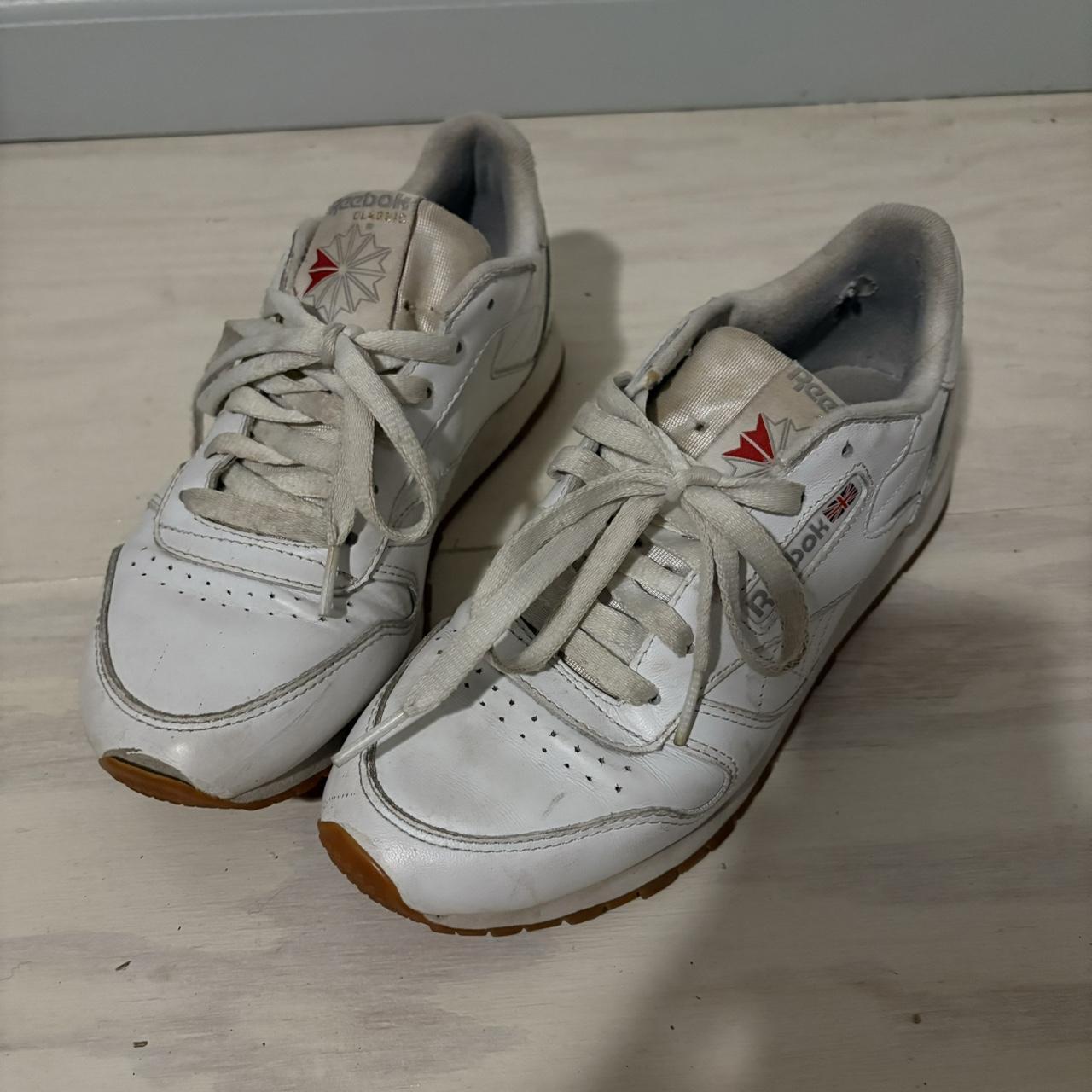 Beat up classic white Reeboks sneakers. I will clean... | Depop