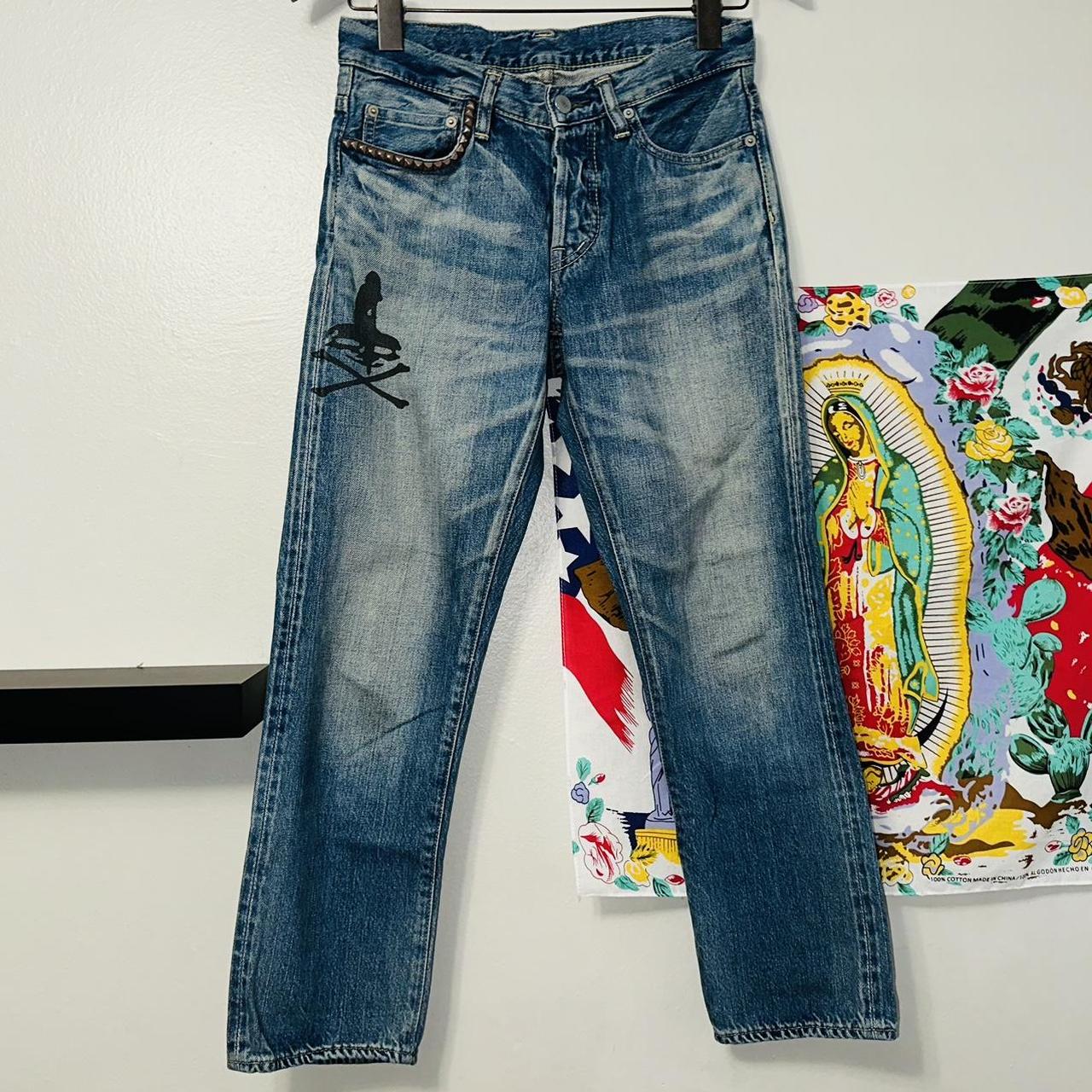 🎸 HYSTERIC GLAMOUR STUDDED SKULL JEANS !!!!! USED... - Depop