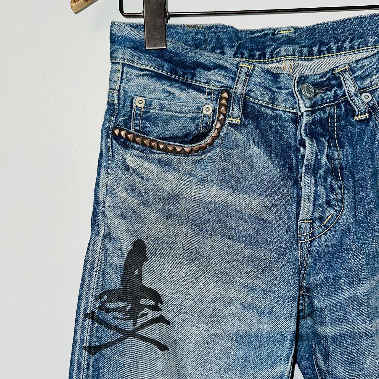 🎸 HYSTERIC GLAMOUR STUDDED SKULL JEANS !!!!! USED... - Depop