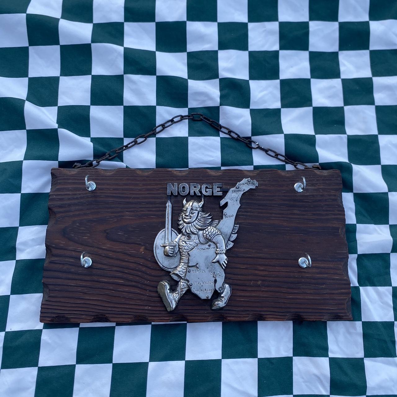 Vintage Norge Keltic Norwegian Viking wood key rack... - Depop