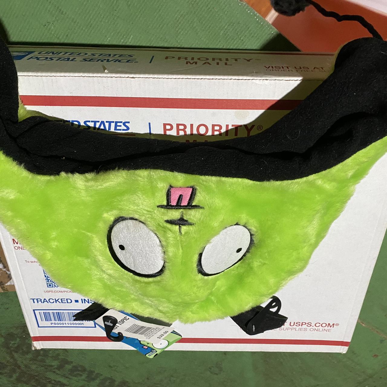 Invader zim gir face fur beanie hat with strings... | Depop