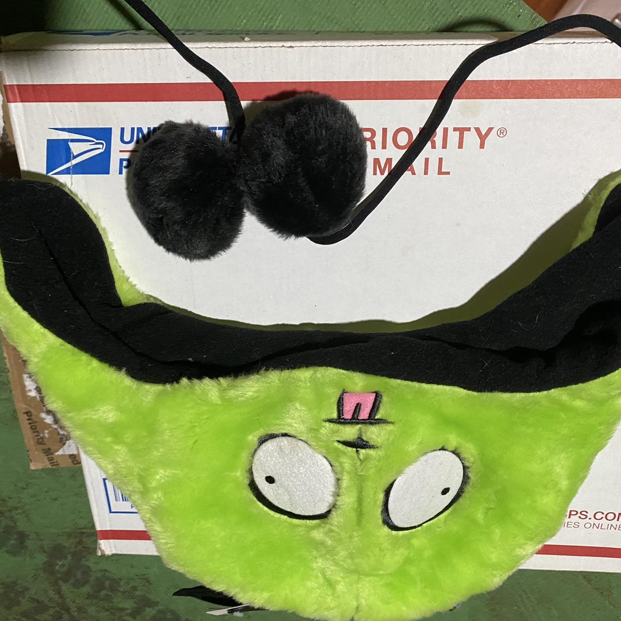 Invader zim gir face fur beanie hat with strings... | Depop