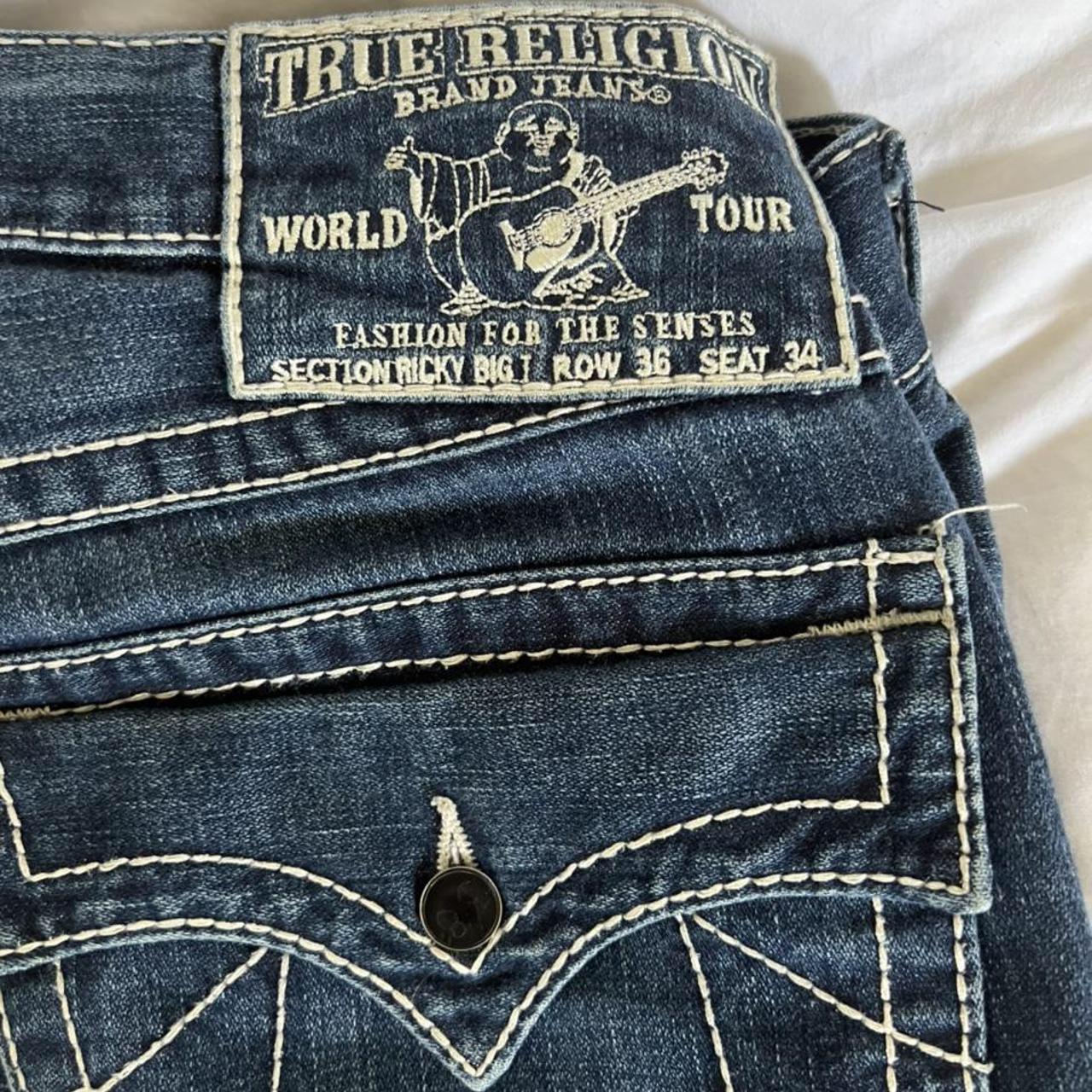 True religion men’s navy blue / darkwash jeans dark... - Depop