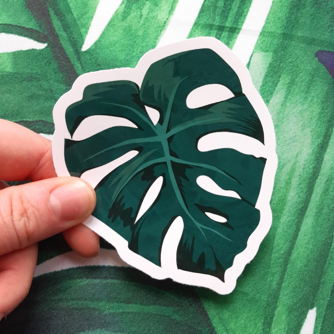 Large monstera leaf sticker, designed by me 🌿 Gloss... - Depop