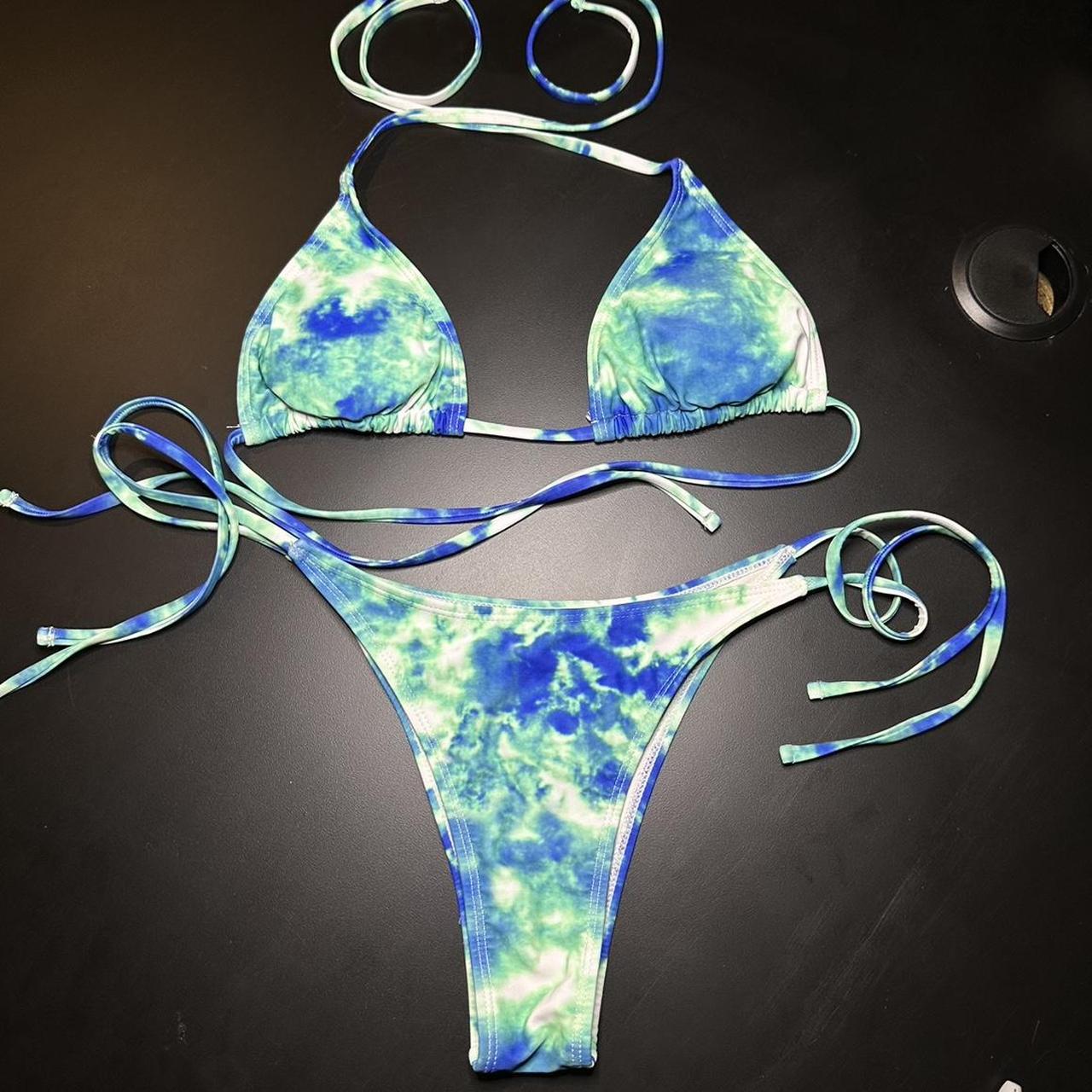 Small Tye Dye 2 Piece Bikini 2 Piece Tye Dye Blue... - Depop