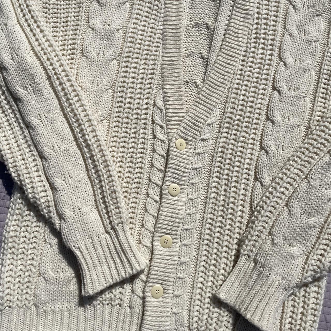 Vintage 90s cream cable knit cardigan! Brand:... - Depop