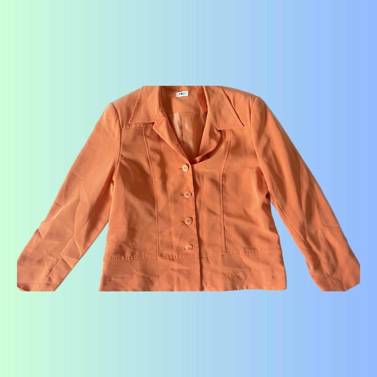 Orange light weight button up jacket. - Depop
