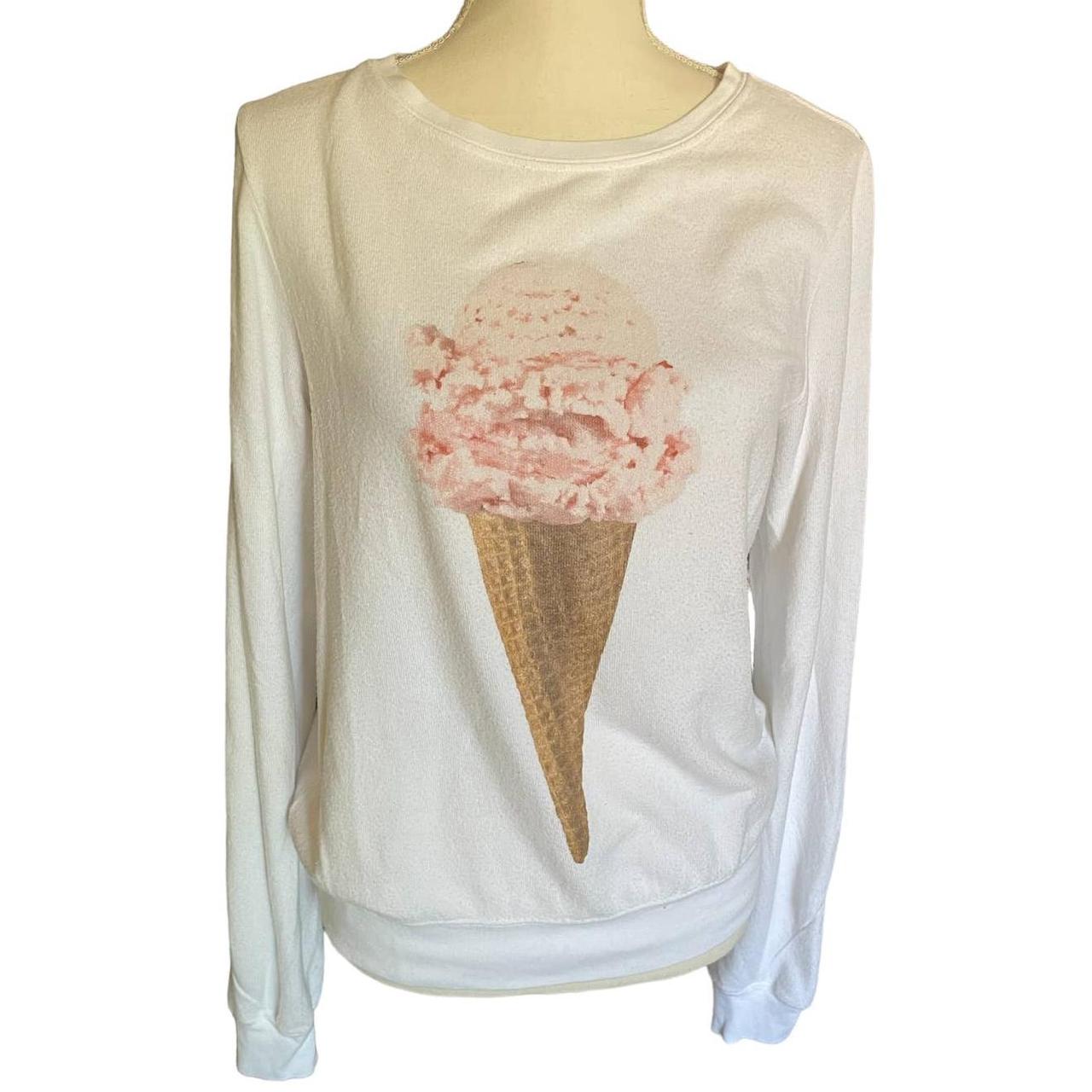 Wildfox Womens Ice Cream Sweatshirt Scope Neck Long... - Depop