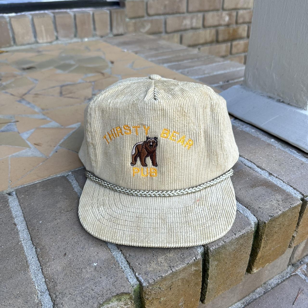 Vintage 80s Corduroy Snapback Hat “The Thirsty Bear... - Depop