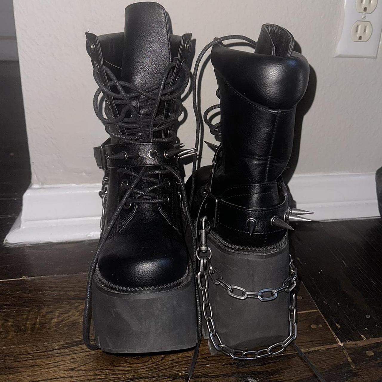 DOLLS KILL black platform boots with spikes (worn... - Depop