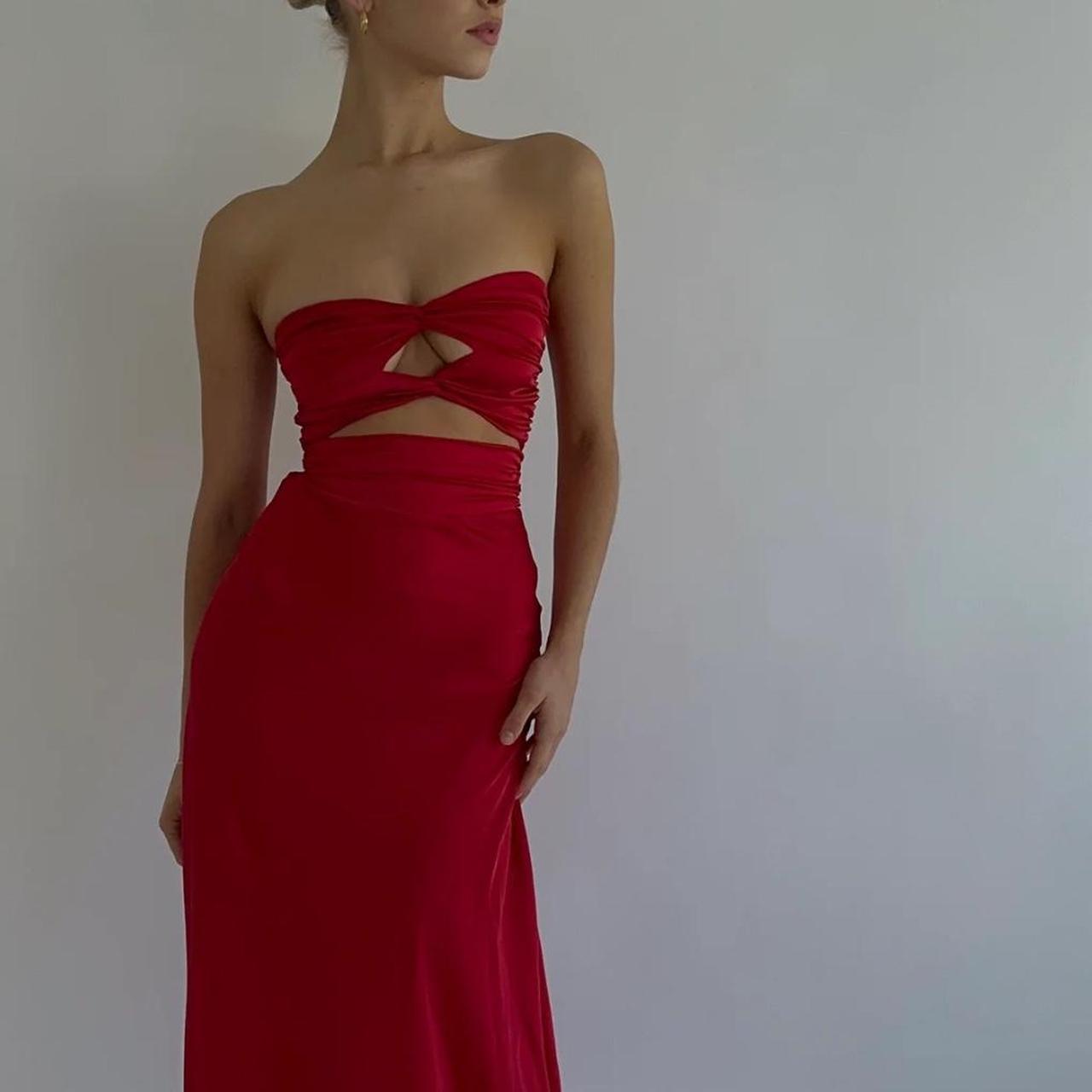 huntr the label inka gown in wine only worn once in... - Depop