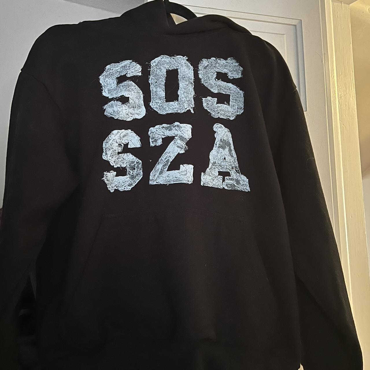 SOS SZA black hoodie, from SOS Tour.The back is just... - Depop