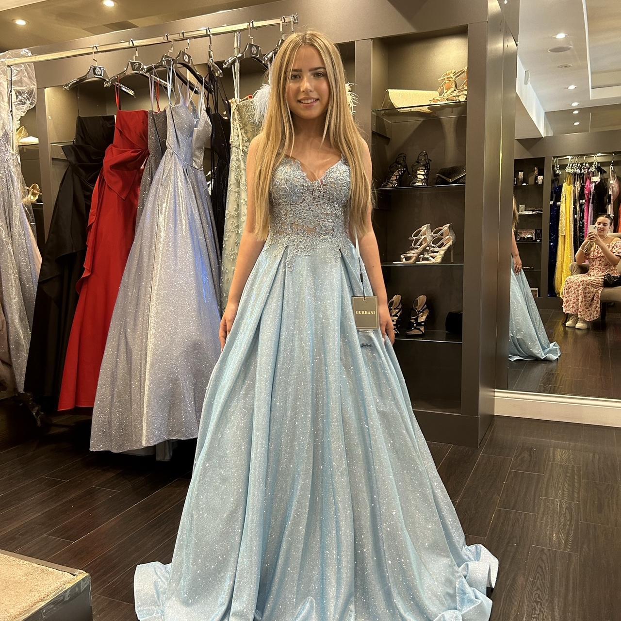 Baby blue prom dress wore once for a ball originally... - Depop