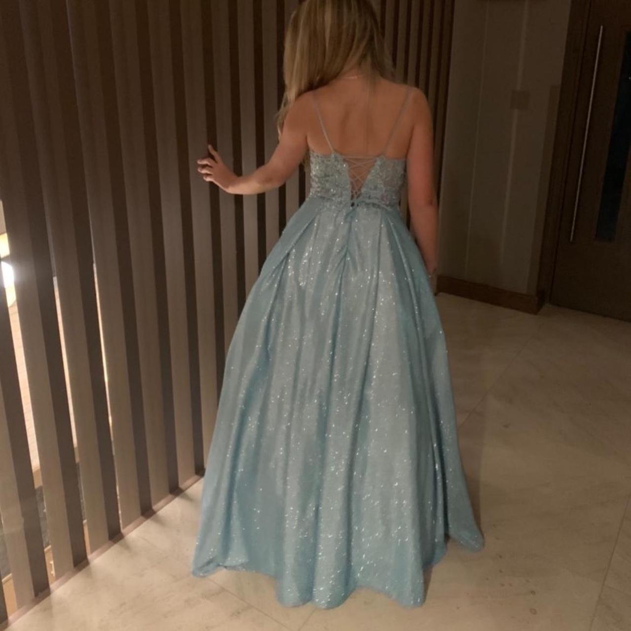 Baby blue prom dress wore once for a ball originally... - Depop