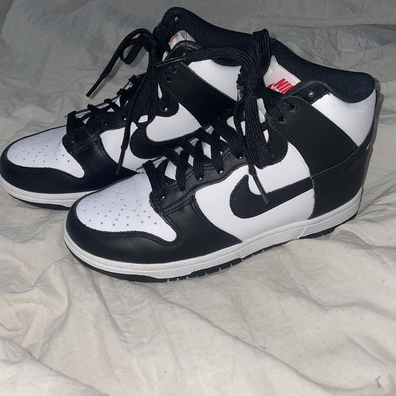 panda high top dunks! worn once, basically brand... - Depop