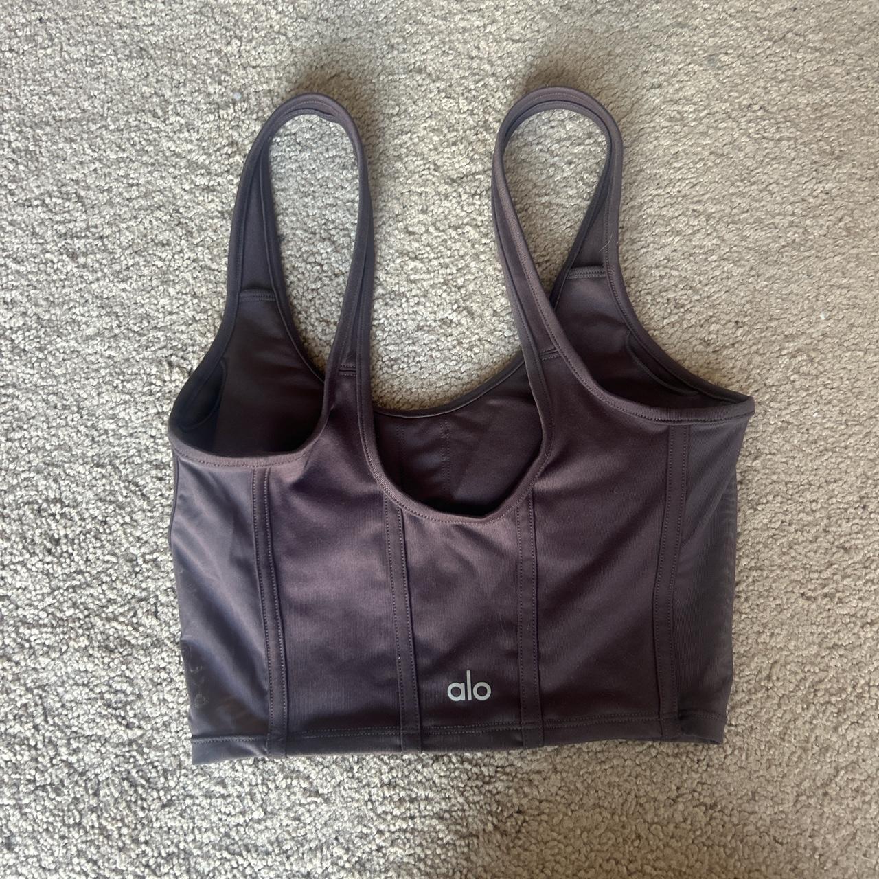 Alo yoga corset top Deep purple Tag is cut out but... - Depop
